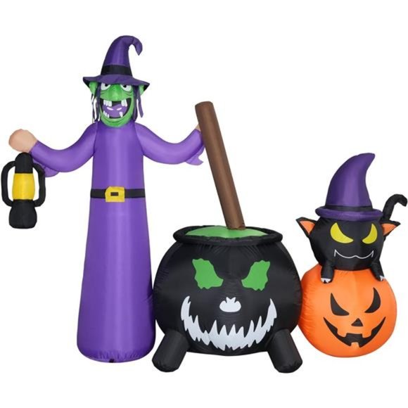 Holiday | 6 Ft Halloween Inflatables Witch With Black Cat Cauldron ...